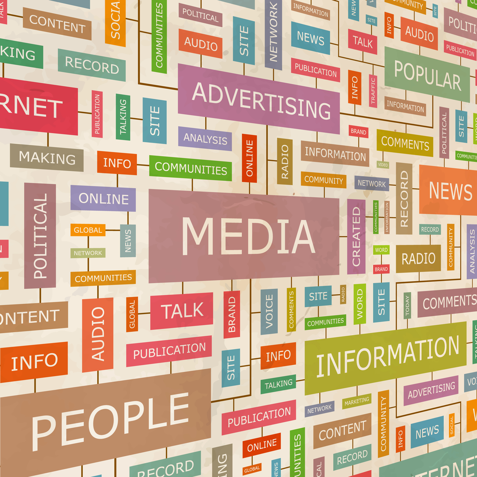 MEDIA. Word cloud concept illustration. - Mediagenic